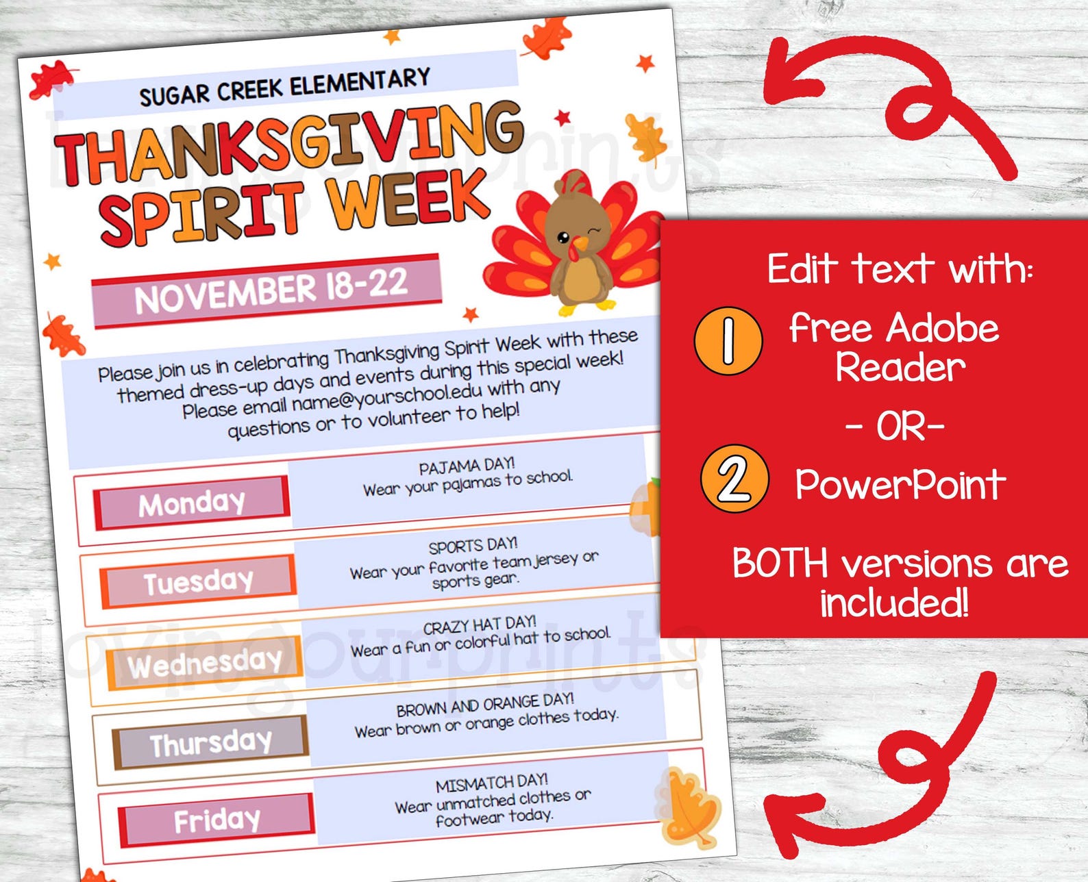 Thanksgiving Spirit Week Flyer, Thanksgiving Spirit Week, Thanksgiving ...