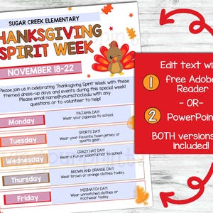 Thanksgiving Spirit Week Flyer, Thanksgiving Spirit Week, Thanksgiving ...