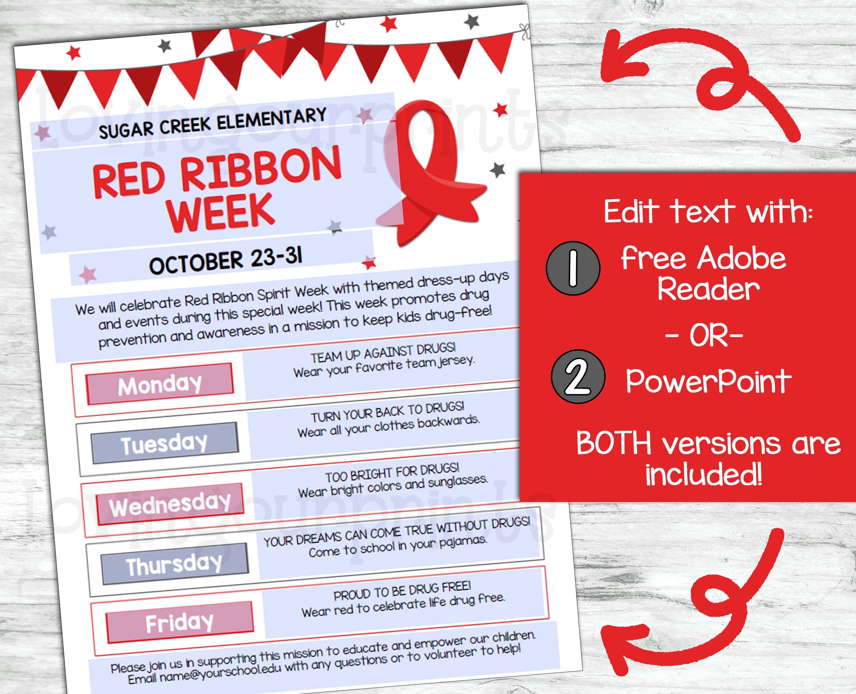 Red Ribbon Week, Editable Red Ribbon Week Flyer, Red Ribbon Week ...