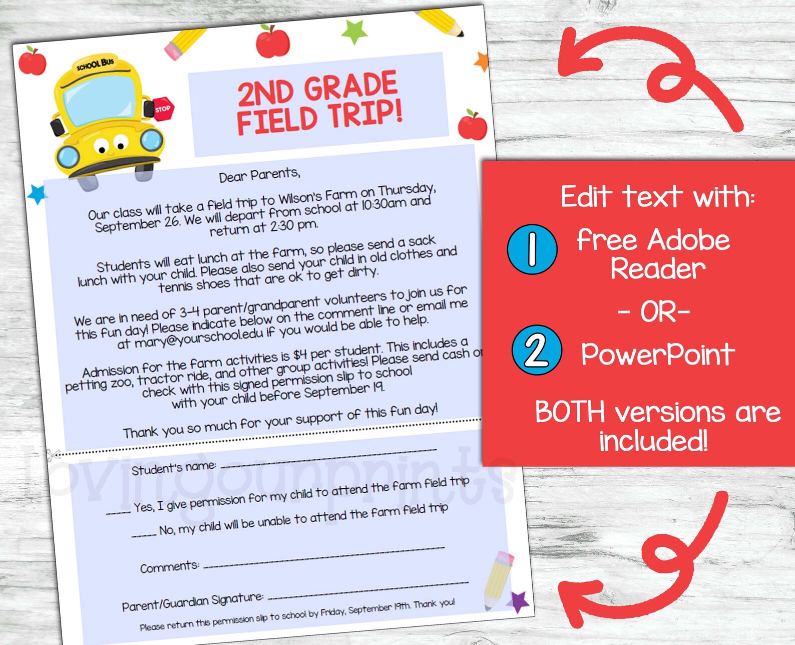 Editable Field Trip Permission Slip, Field Trip Form, Field Trip Flyer ...