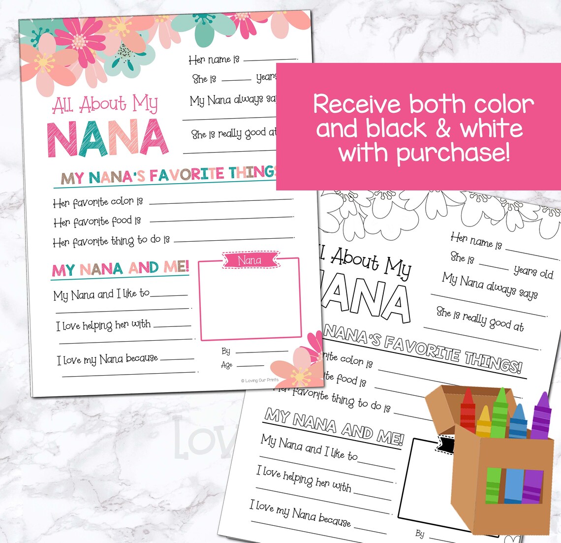 All About My Nana Printable Mothers Day Gift for Grandma - Etsy