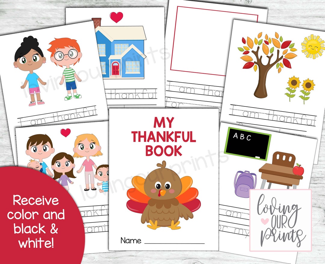 Gratitude Book for Kids, Thanksgiving Booklet for Kids, Thanksgiving ...