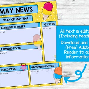 Editable May Newsletter Template, Editable Newsletter Template ...