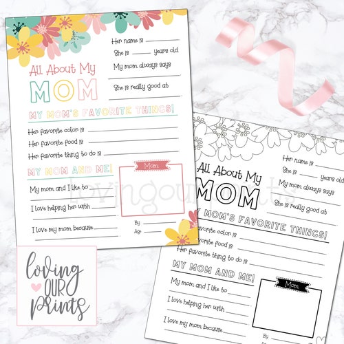 All About Mom Printable Mothers Day Questionnaire Etsy