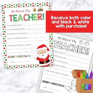 All About My Teacher Christmas, Teacher Christmas Gifts, Christmas ...