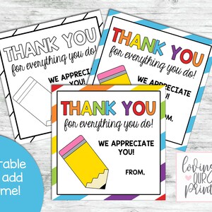 Teacher Appreciation Week Gift Tags, Teacher Appreciation Gift Tag ...