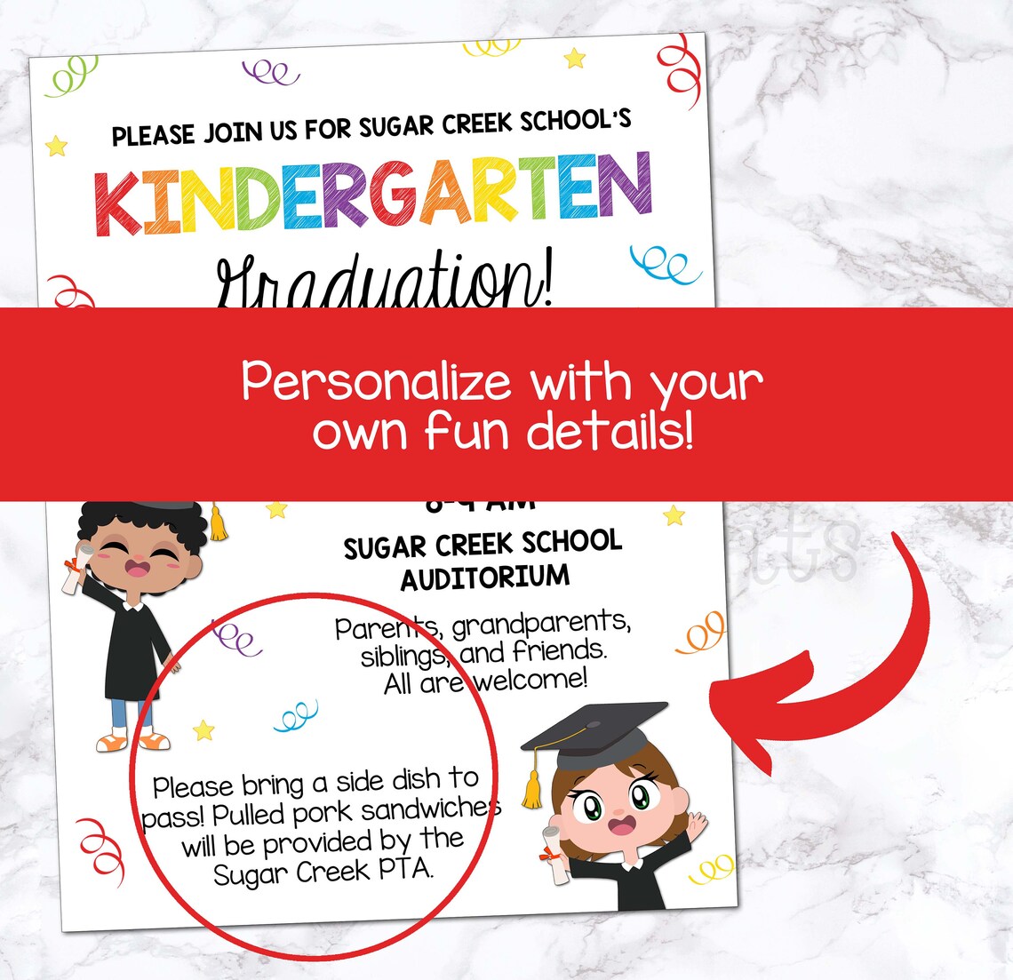 Kindergarten Graduation Invitation Editable Kindergarten - Etsy