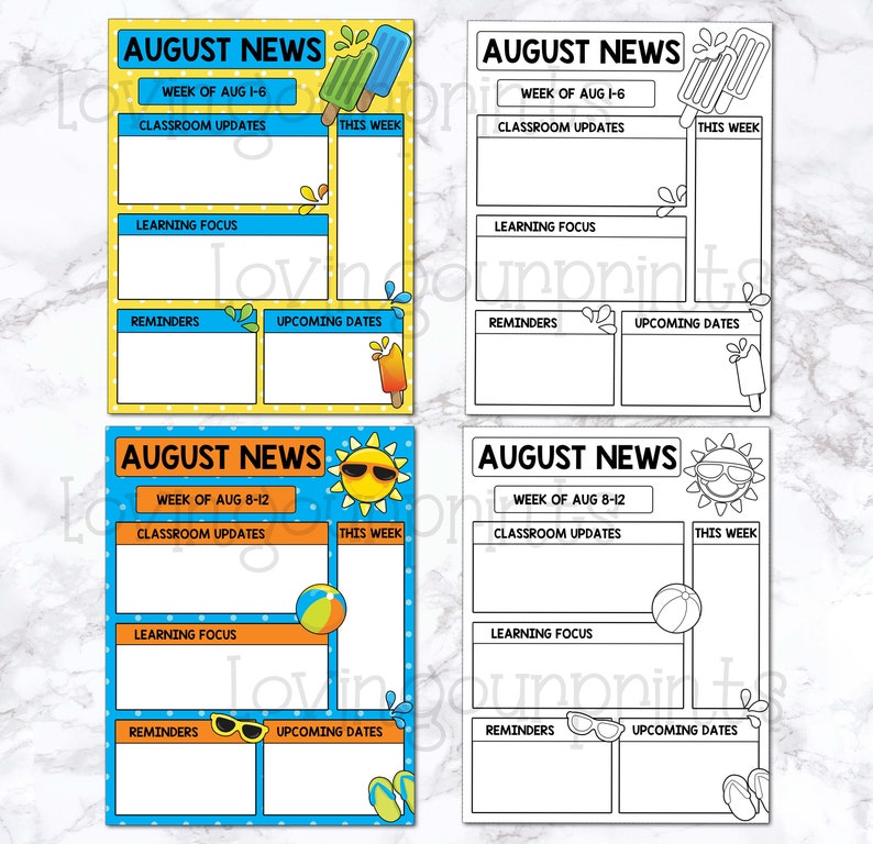 August Newsletter Teacher Newsletter Template Editable - Etsy