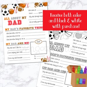 Fathers Day Gift, All About My Dad, Fathers Day Questionnaire, Fathers ...