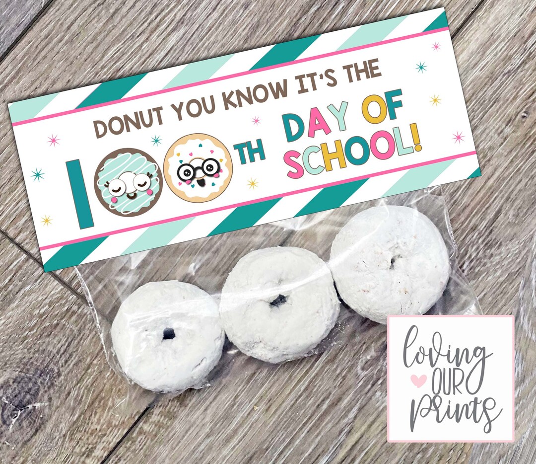 100th Day Treat Bag Toppers, 100 Day Treat Bags, Editable Treat Bag ...