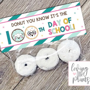 100th Day Treat Bag Toppers, 100 Day Treat Bags, Editable Treat Bag ...