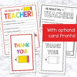 Teacher Appreciation Gift Printable, All About My Teacher Printable ...