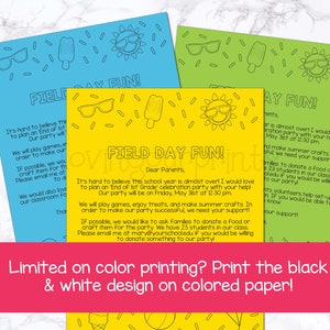 Field Day Letter to Parents, Editable Field Day Parent Letter, End of ...