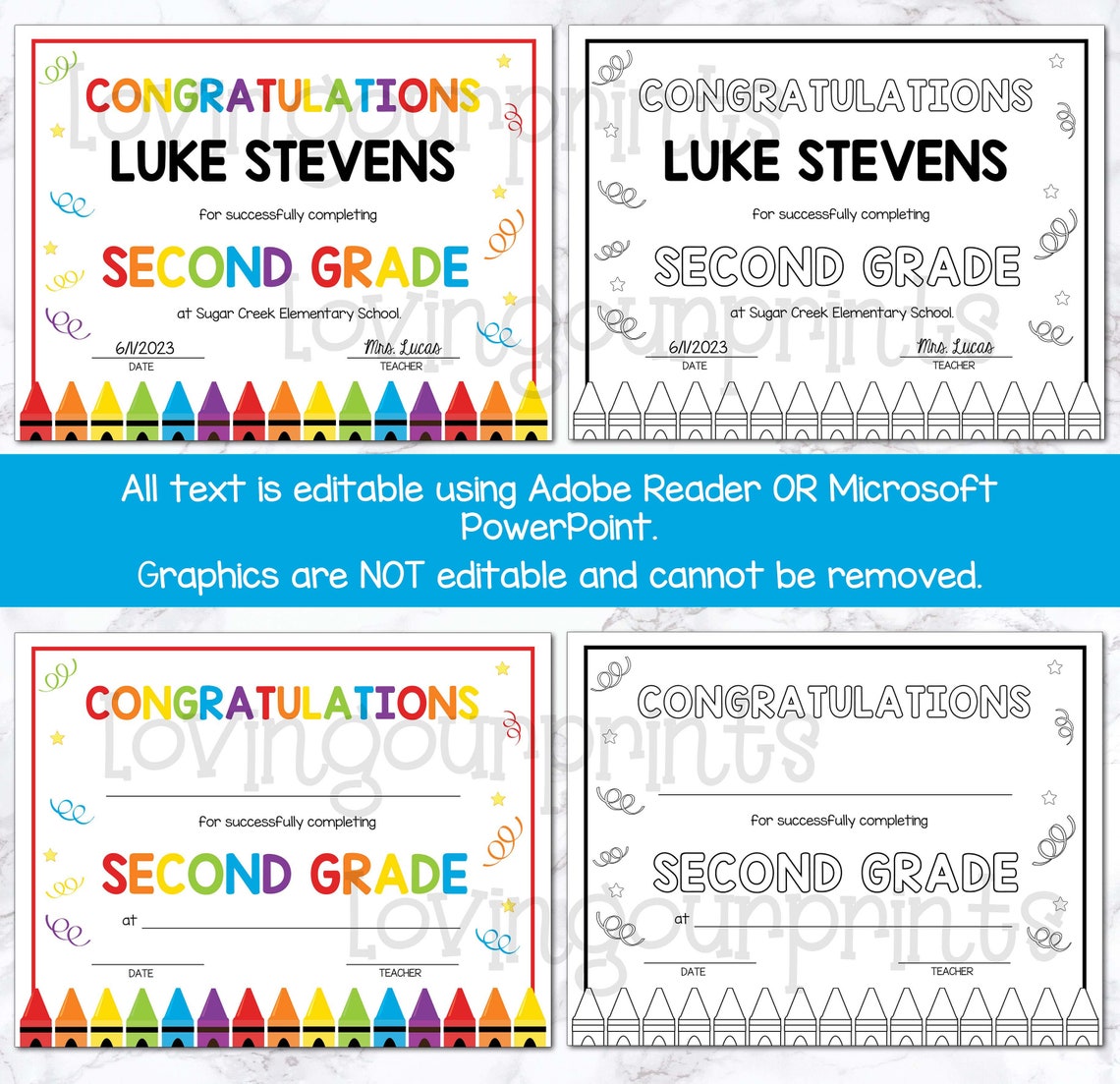 Editable Second Grade Diploma, Certificate of Completion, 2nd Grade ...