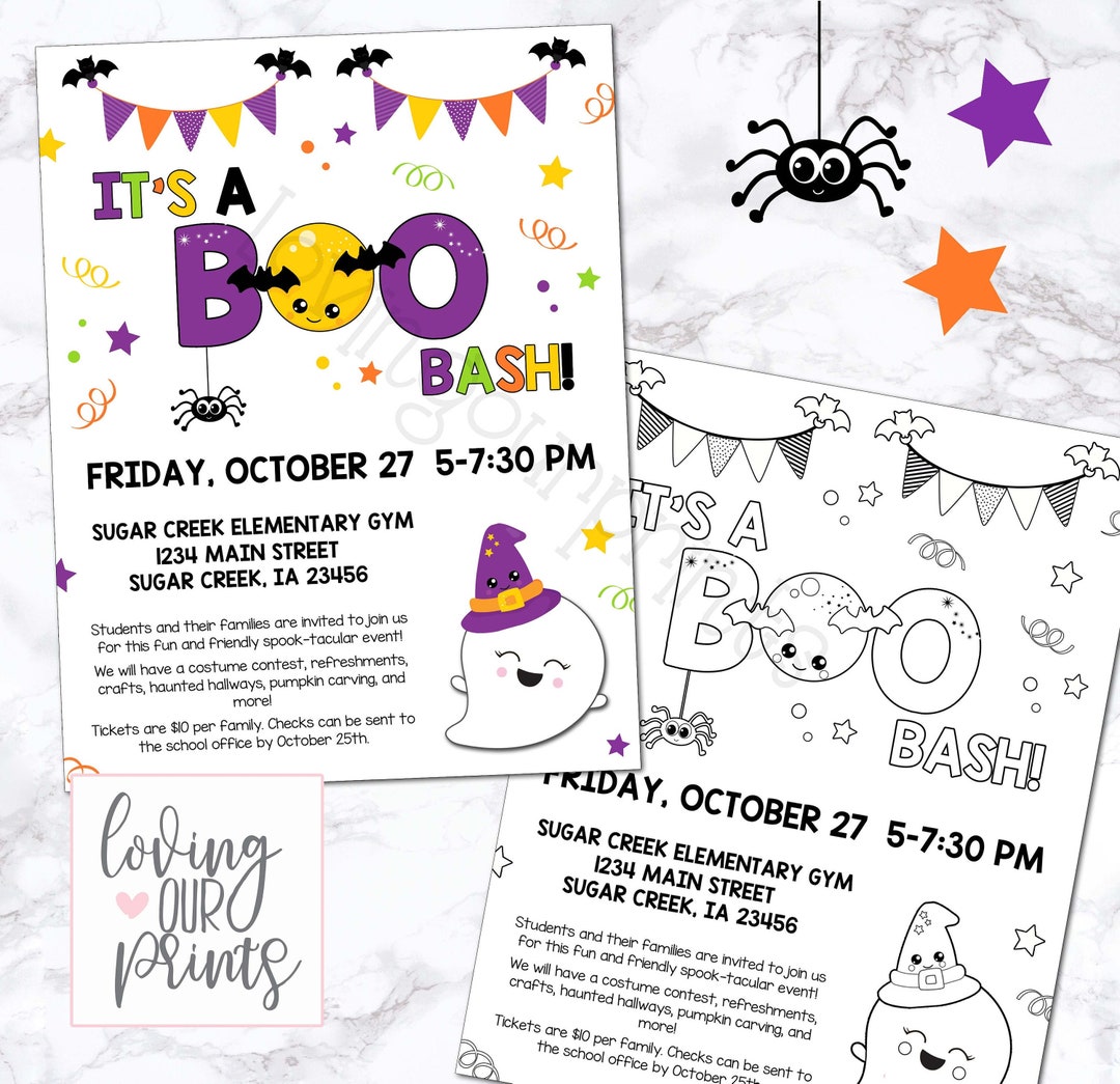 Editable Halloween Party Flyer, Boo Bash Invite, School Halloween Party ...