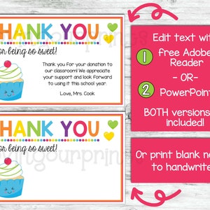 Teacher Thank You Notes, Teacher Thank You Card Template, School Thank ...