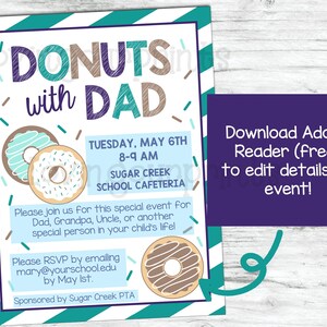 Donuts With Dad, Donuts With Dad Flyer, Donuts With Dad Editable ...