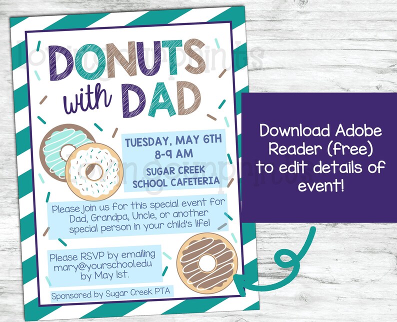 Donuts With Dad Donuts With Dad Flyer Donuts With Dad - Etsy