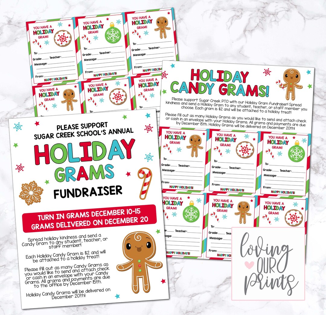 Holiday Candy Gram, Holiday Candy Grams Template, Editable Holiday ...