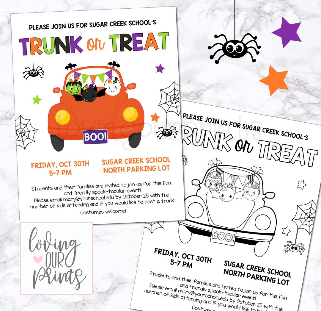 Editable Trunk or Treat Invitation, Halloween Trunk or Treat Flyer ...