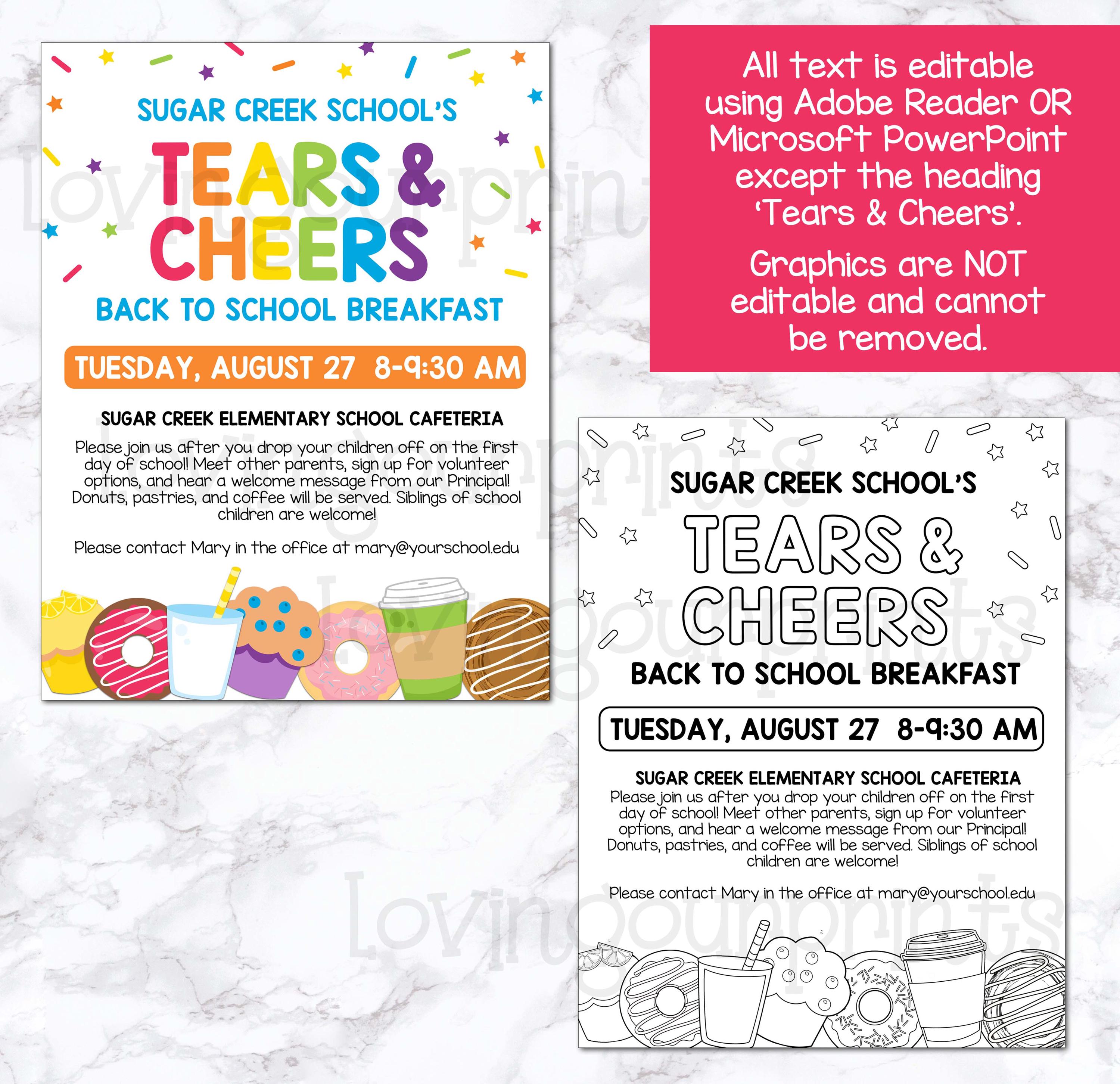 Tears and Cheers, Tears and Cheers Flyer, Editable Tears and Cheers ...