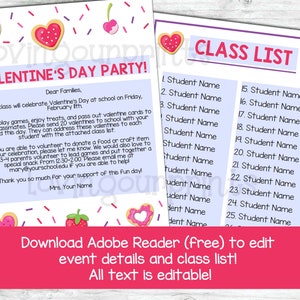 Editable Valentine's Day Class Party Flyer, Valentines Day Class Party ...