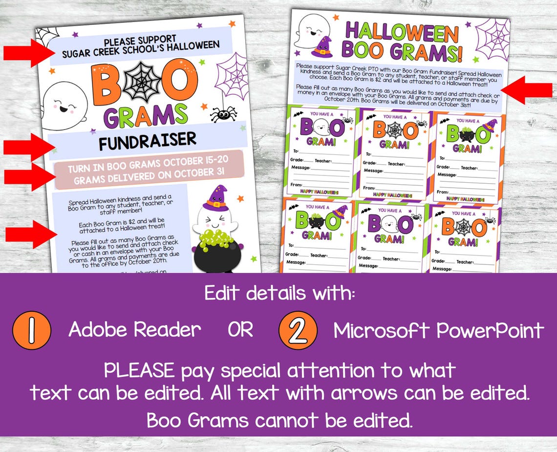 Boo Grams, Boo Grams Template, Editable Boo Grams Flyer, Boo Grams ...