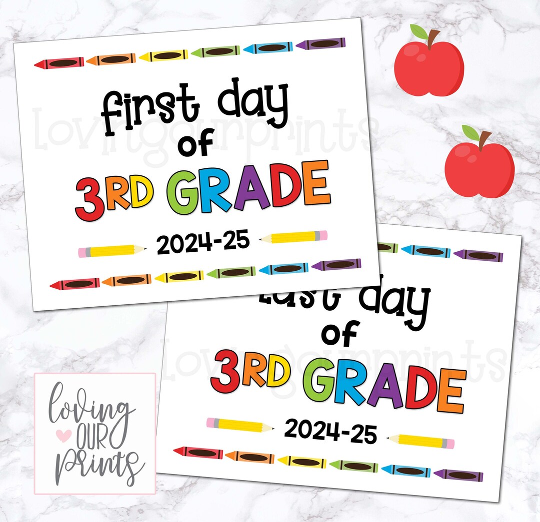 First Day of Third Grade Sign, First Day of 3rd Grade, First Day of 3rd ...