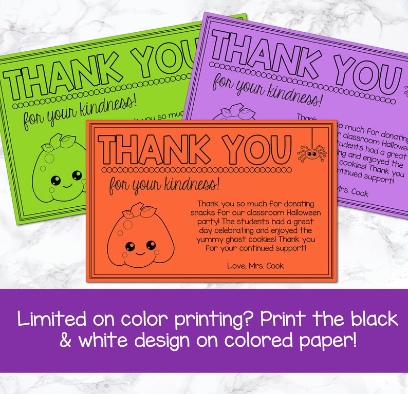 Editable Halloween Thank You Cards, Halloween Thank You Notes ...