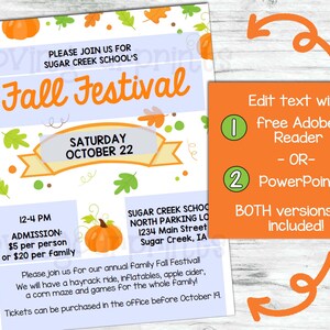 Editable Fall Festival Flyer, Fall Festival Invite, Fall Festival Flyer ...