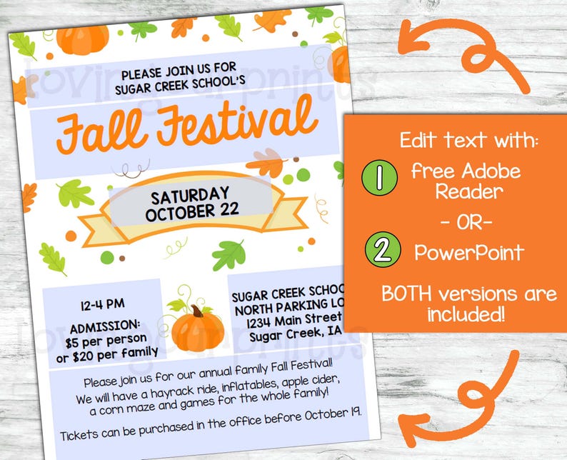 Editable Fall Festival Flyer, Fall Festival Invite, Fall Festival Flyer ...