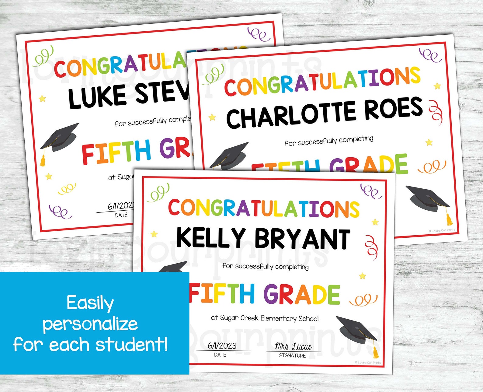 Editable 5th Grade Graduation Certificate, 5th Grade Graduation Diploma ...