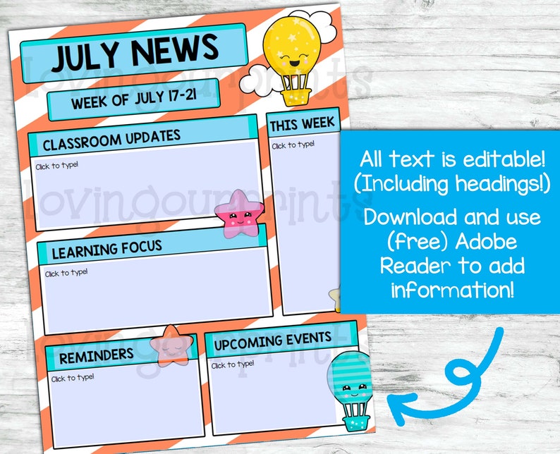 Editable July Newsletter, July Newsletter for Preschool, July ...