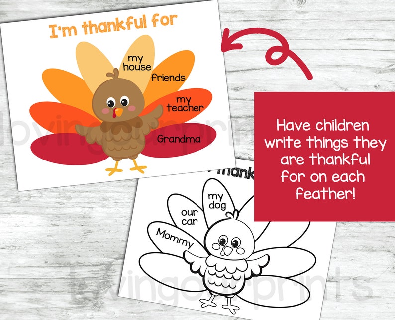 Thankful Turkey Thankful Turkey Printable I Am Thankful For - Etsy