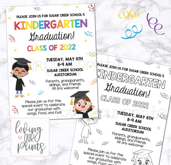 Kindergarten Graduation Invitation Editable Kindergarten - Etsy
