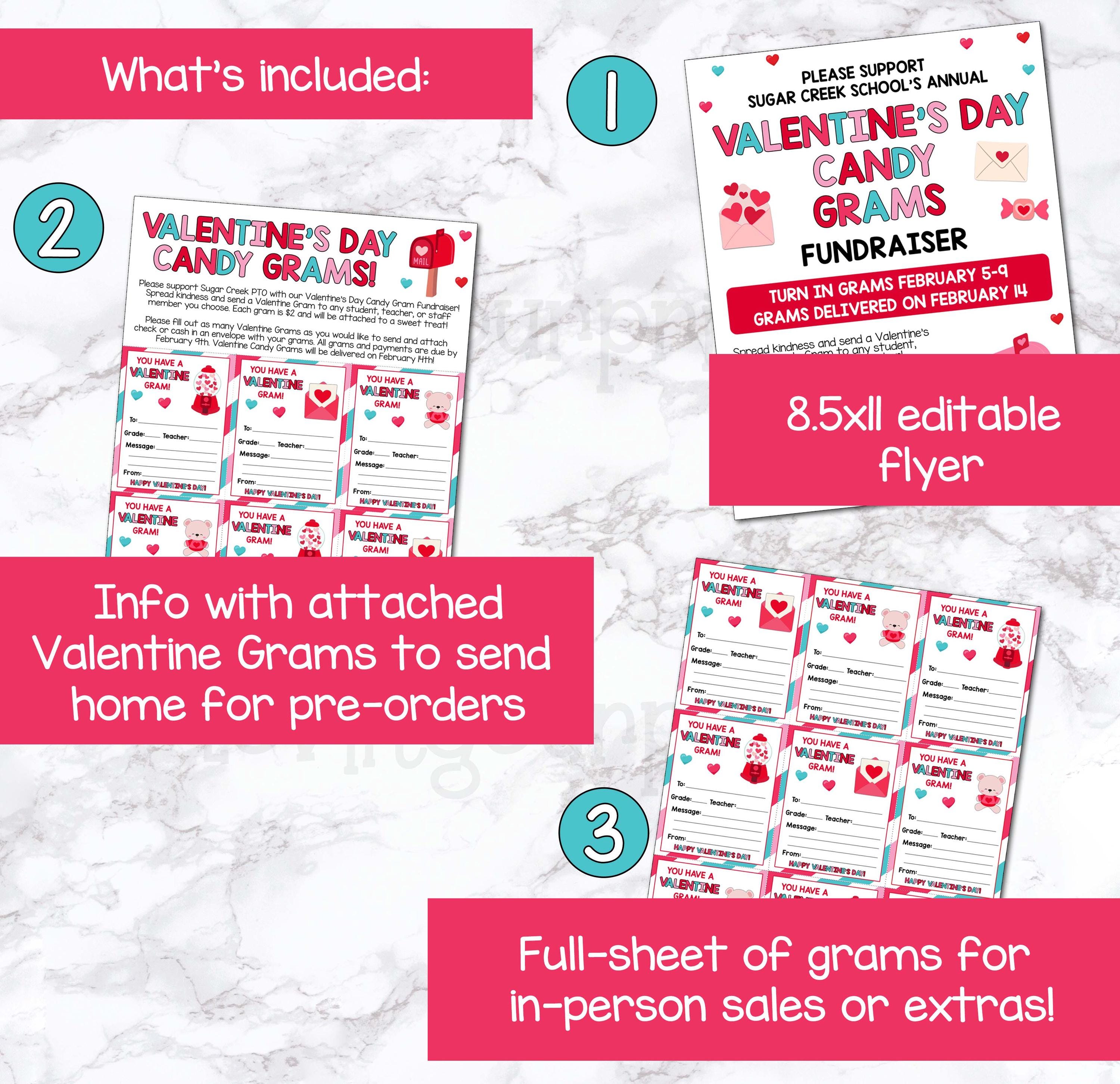 Valentines Day Candy Gram, Valentine's Day Candy Gram PTO, Valentine ...
