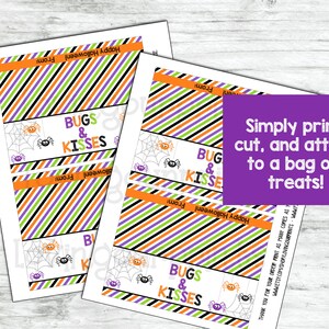 Bugs and Kisses Halloween Tag Editable Halloween Tags for - Etsy