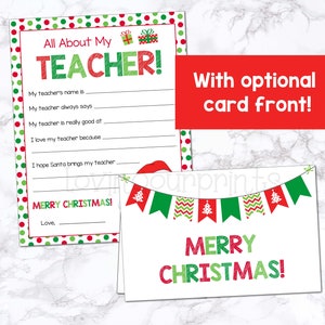 All About My Teacher Christmas, Teacher Christmas Gifts, Christmas ...