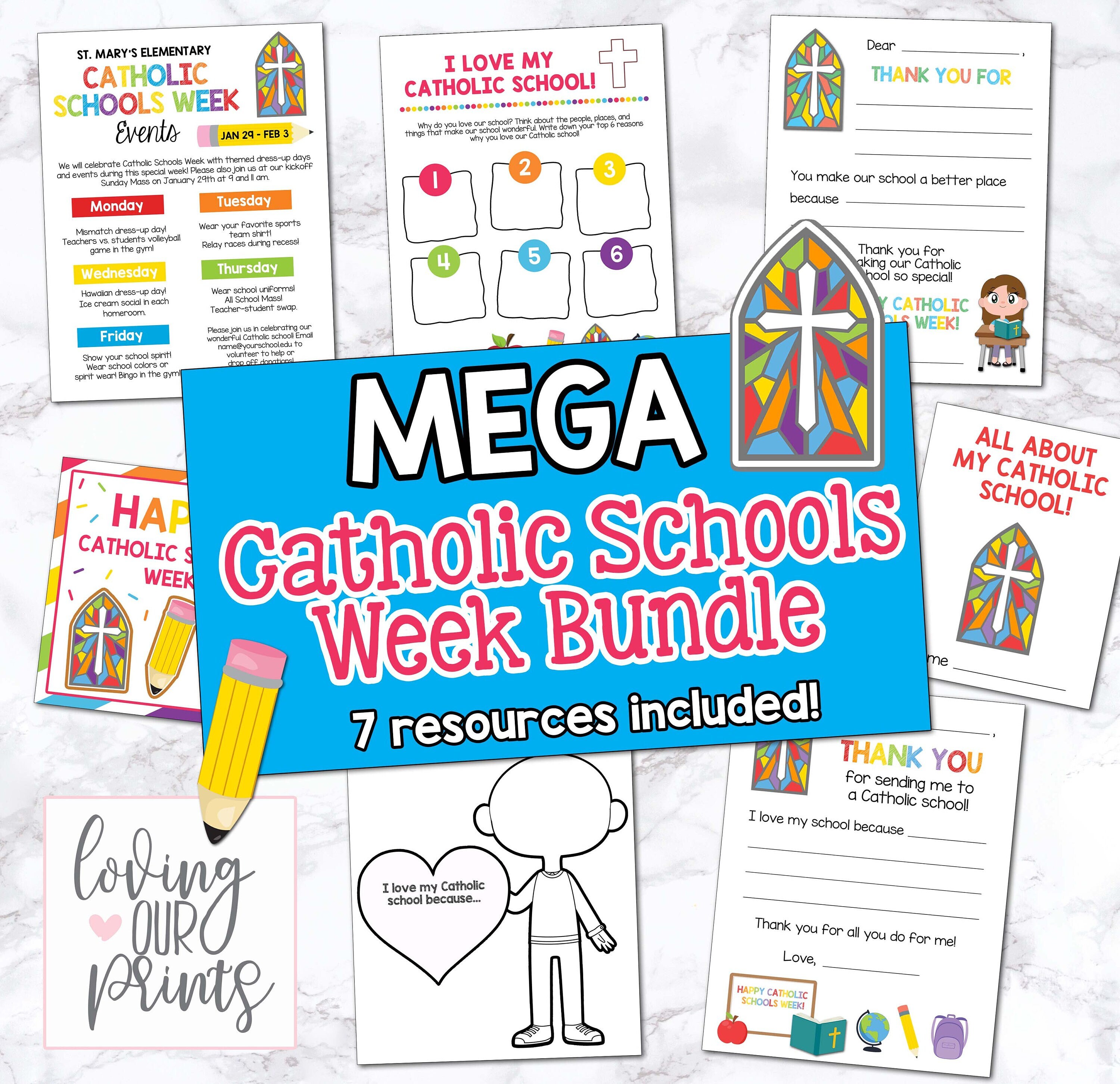 Catholic Schools Week BUNDLE Printable Set, Catholic School Printables ...