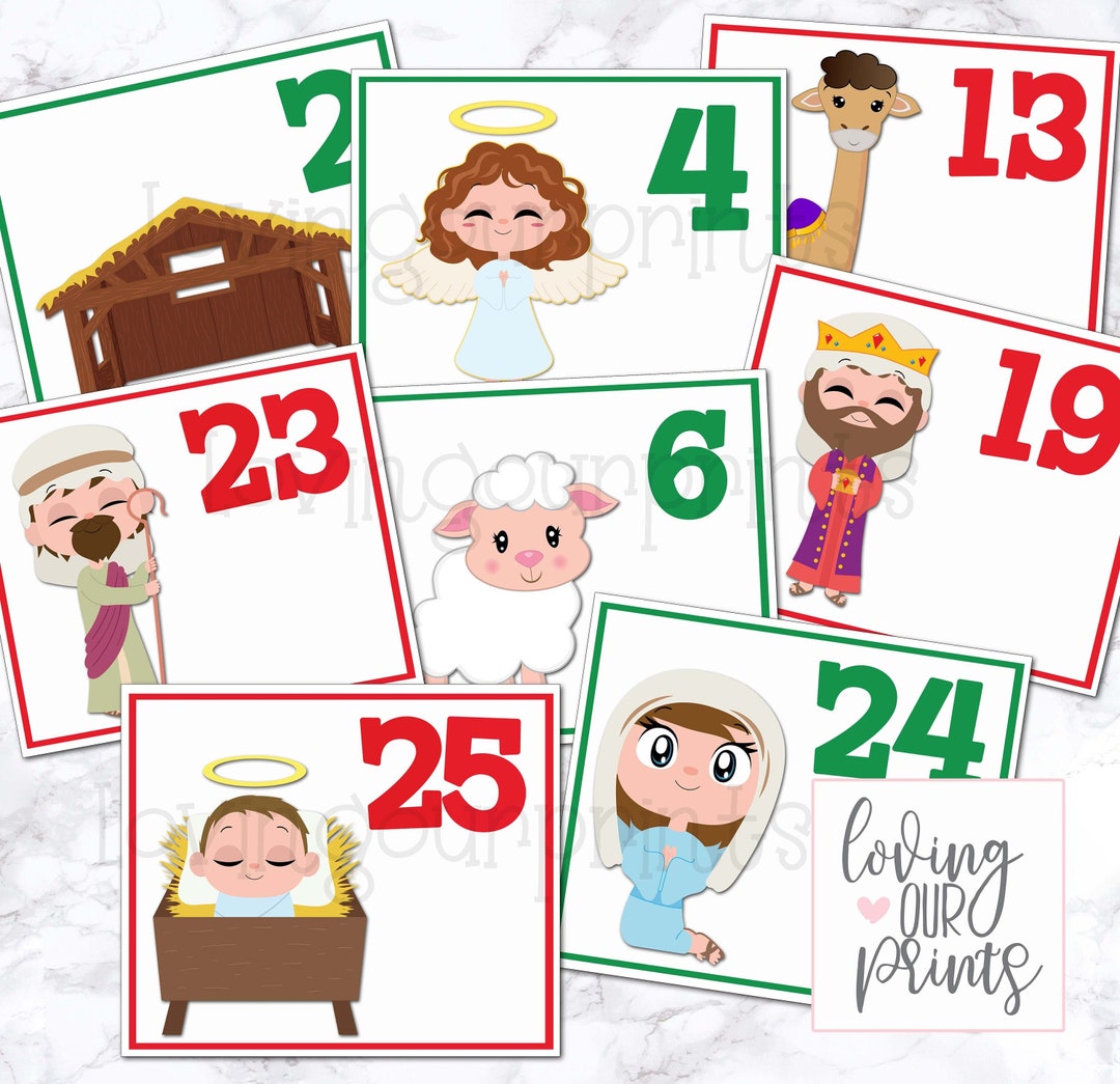 Nativity Advent Calendar, Nativity Advent Calendar for Kids, Printable ...