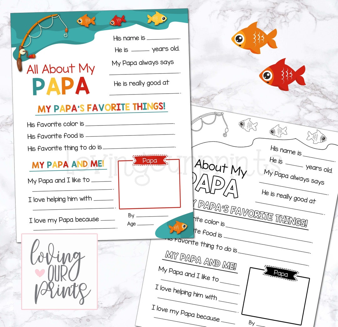 Papa Fathers Day Gifts, Papa Fathers Day Printable, All About My Papa ...