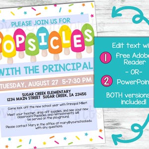 Popsicles With the Principal, Editable Popsicles With the Principal ...