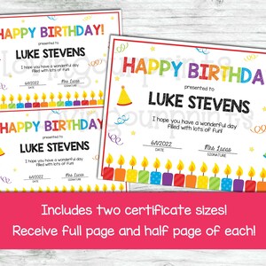 Editable Birthday Certificate, Birthday Certificate Classroom, Student ...