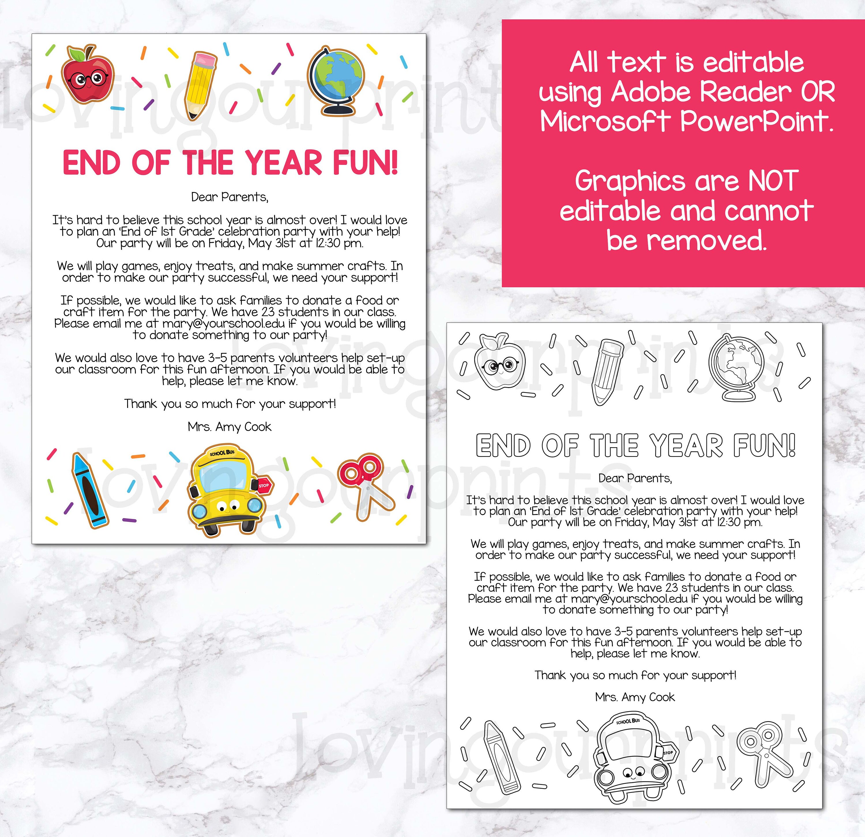 End of the Year Letter, Editable End of the Year Letter to Parents ...