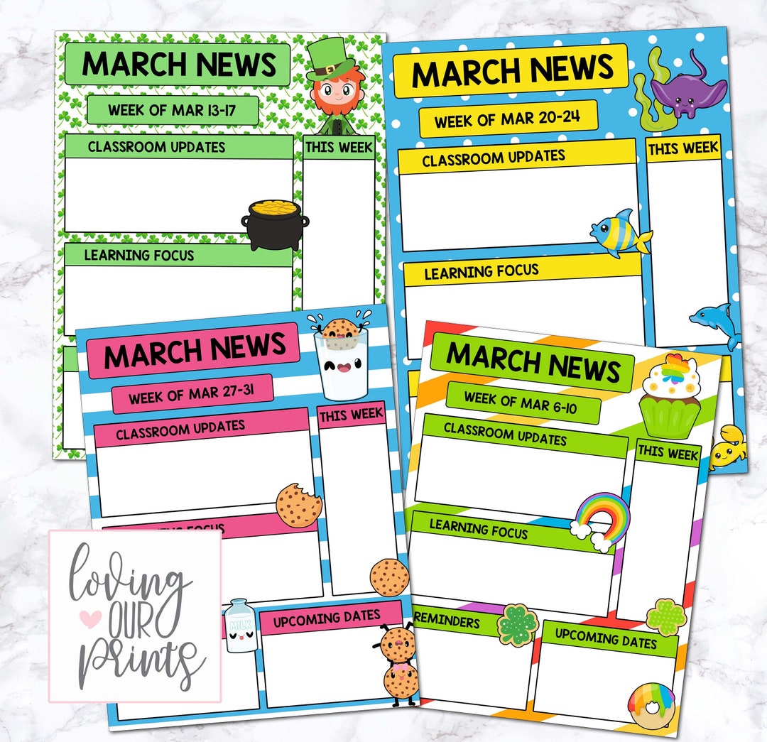Editable March Newsletter Template, March Newsletter for Teacher ...