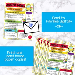 August Newsletter, Teacher Newsletter Template, Editable Teacher ...