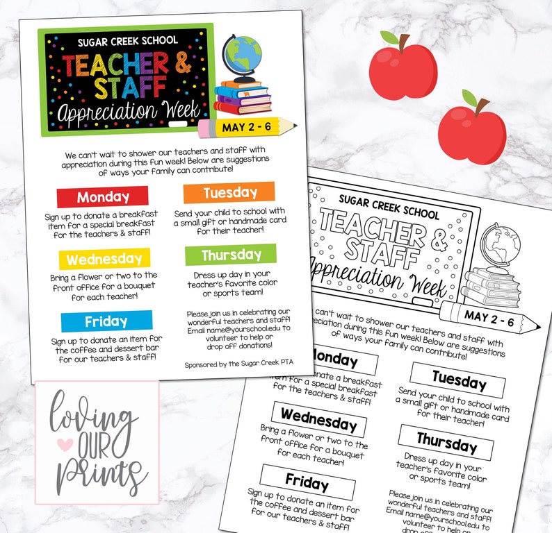 Teacher Appreciation Week Editable Teacher Appreciation Week - Etsy