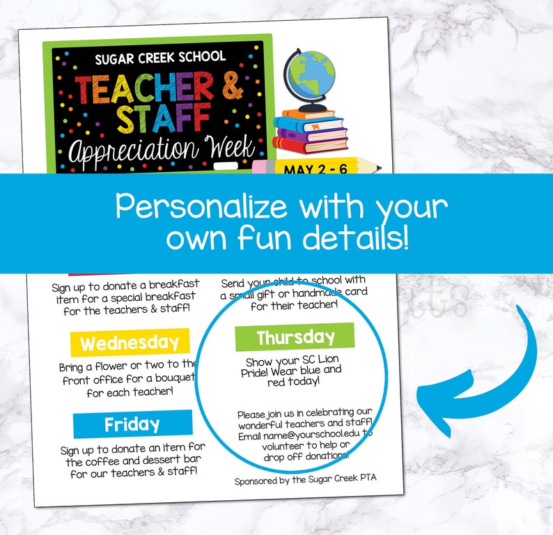 Teacher Appreciation Week Editable Teacher Appreciation Week - Etsy