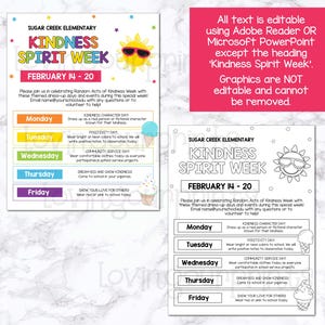 Kindness Spirit Week Flyer, Kindness Spirit Week Template, Random Acts ...