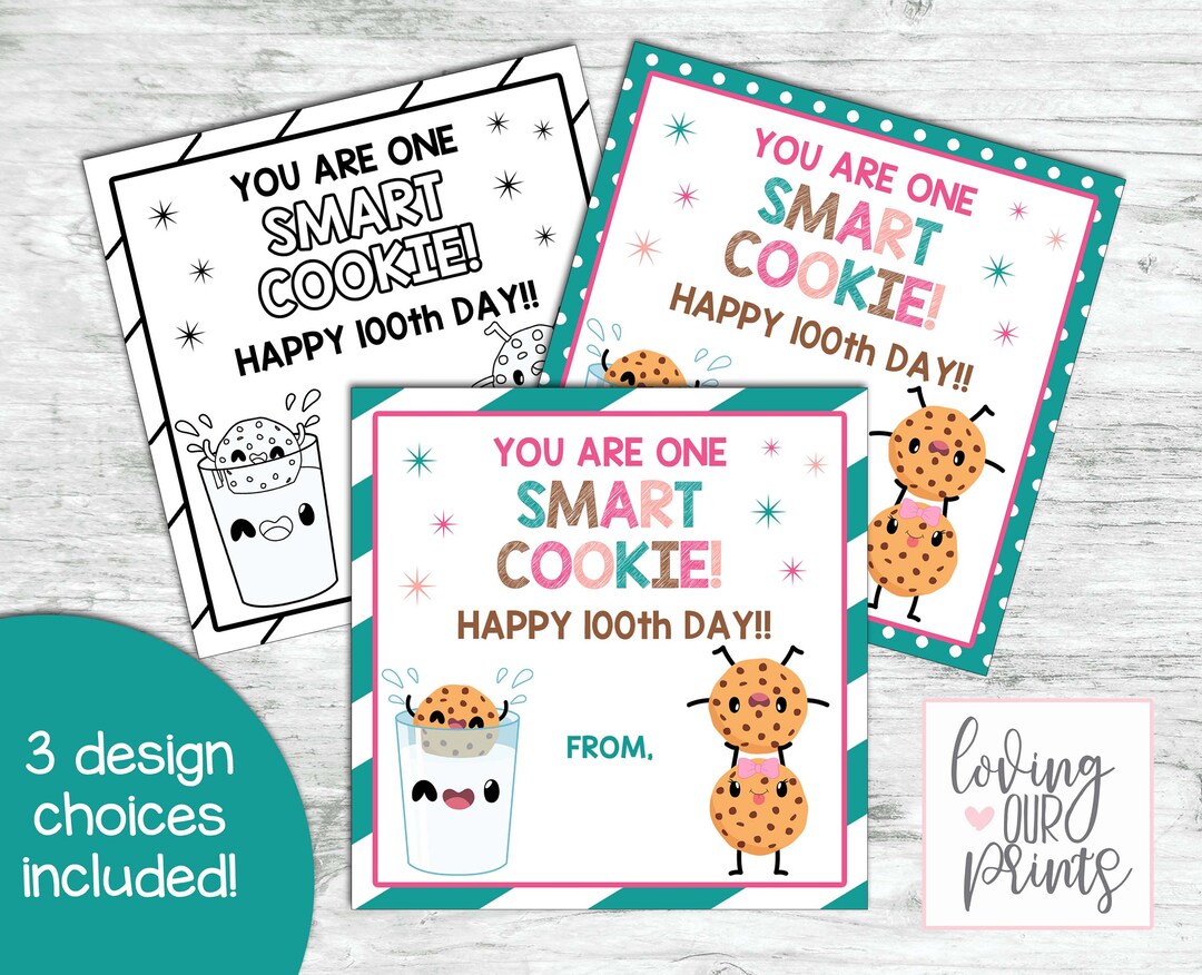 Smart Cookie 100 Day Tag, Smart Cookie 100 Days, Editable 100 Day Treat ...